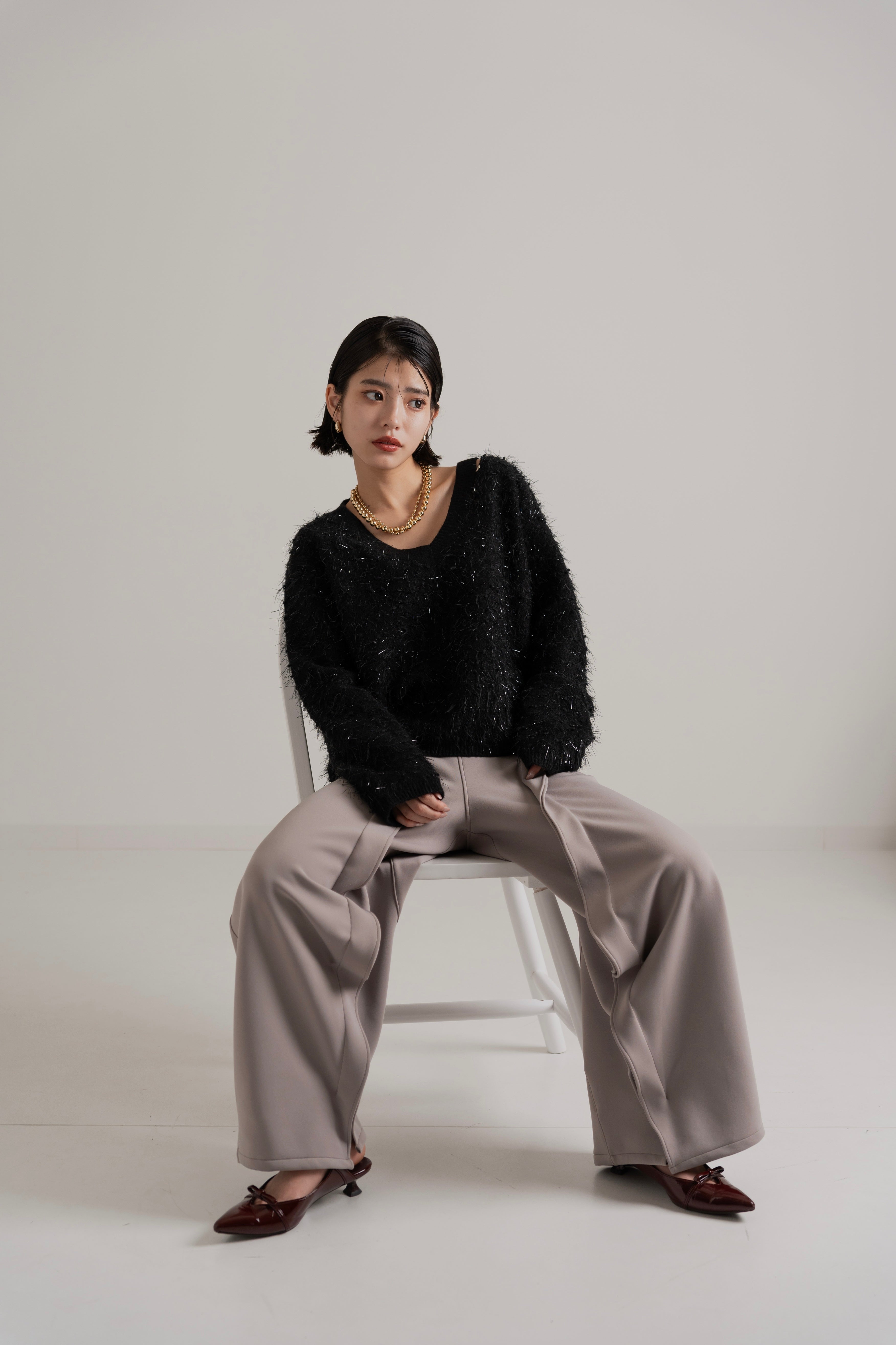 V-neck Glitter Knit – EVERIA